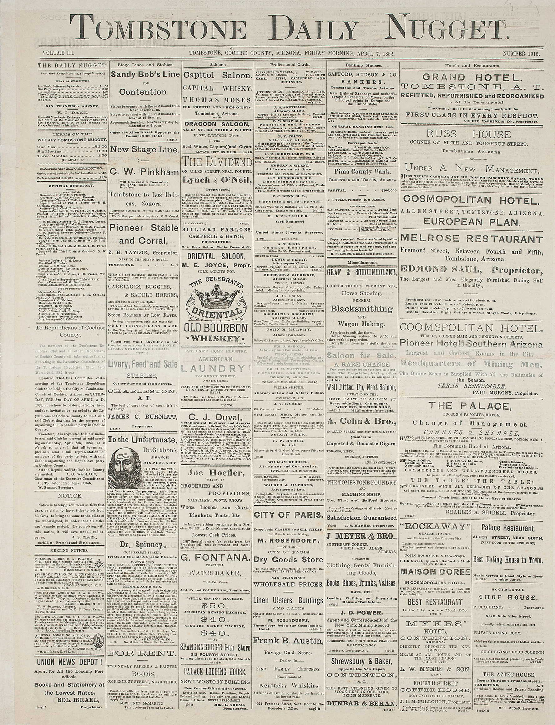 Tombstone Daily Nugget, October 27, 1881 - Destination4x4